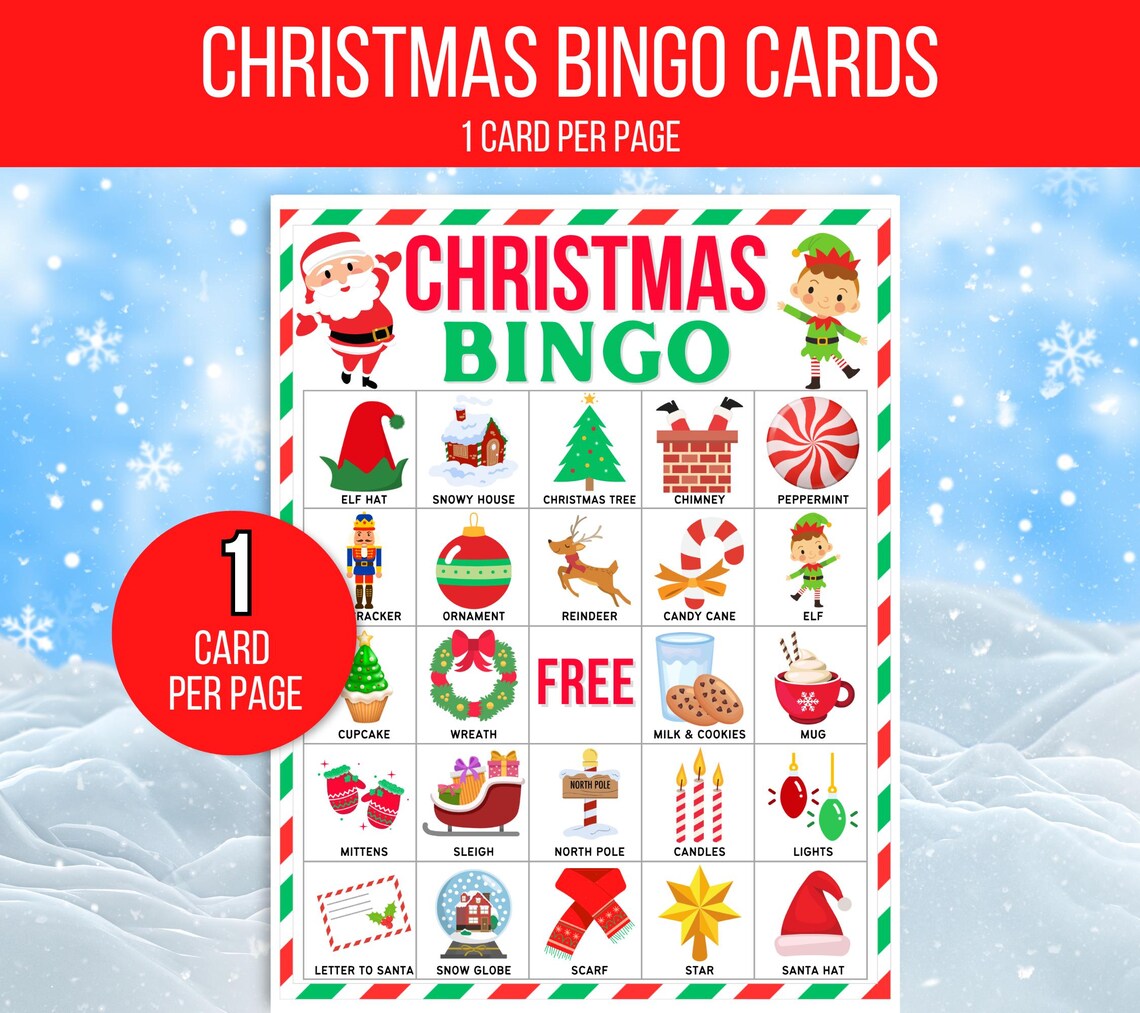 Christmas Bingo, 50 Christmas Bingo Cards, Christmas Activity, Kids ...