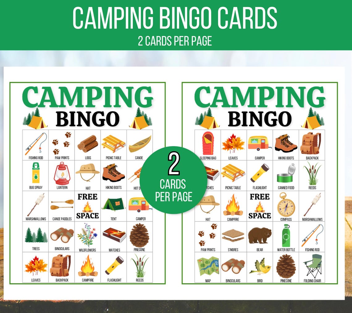 Camping Bingo, 30 Printable Camping Bingo Cards, Camping Game, Camping ...