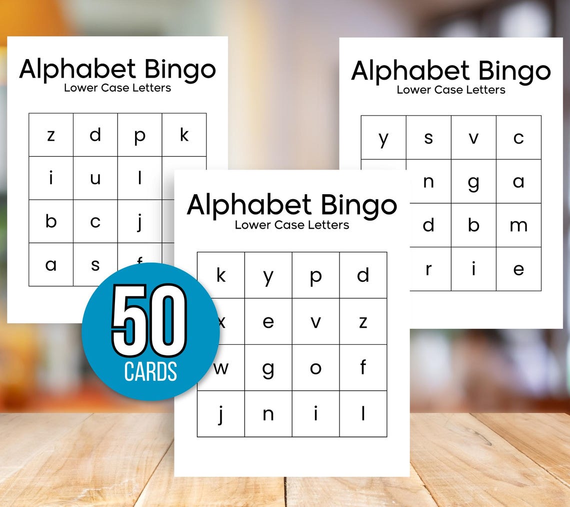 Alphabet Bingo, 100 Printable Alphabet Bingo Cards, ABC Practice, ABC ...