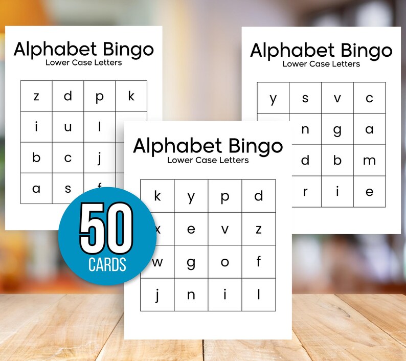 Alphabet Bingo, 100 Printable Alphabet Bingo Cards, ABC Practice, ABC ...