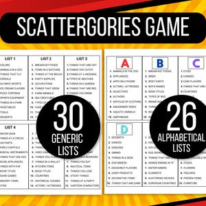 Scattergories Game, Family Scattergories Game, Scattergories Score ...