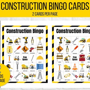 Construction Bingo, 30 Printable Construction Bingo Cards, Construction ...
