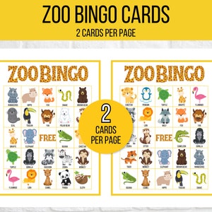 Zoo Bingo, 30 Printable Zoo Bingo Cards, Zoo Party Game, Zoo Activity ...