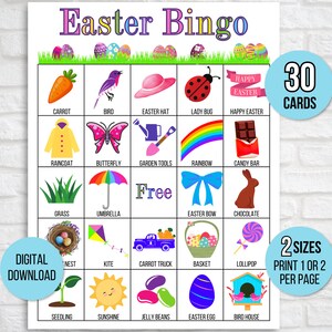 Easter Bingo, 30 Printable Easter Bingo Cards, Easter Activity for Kids ...