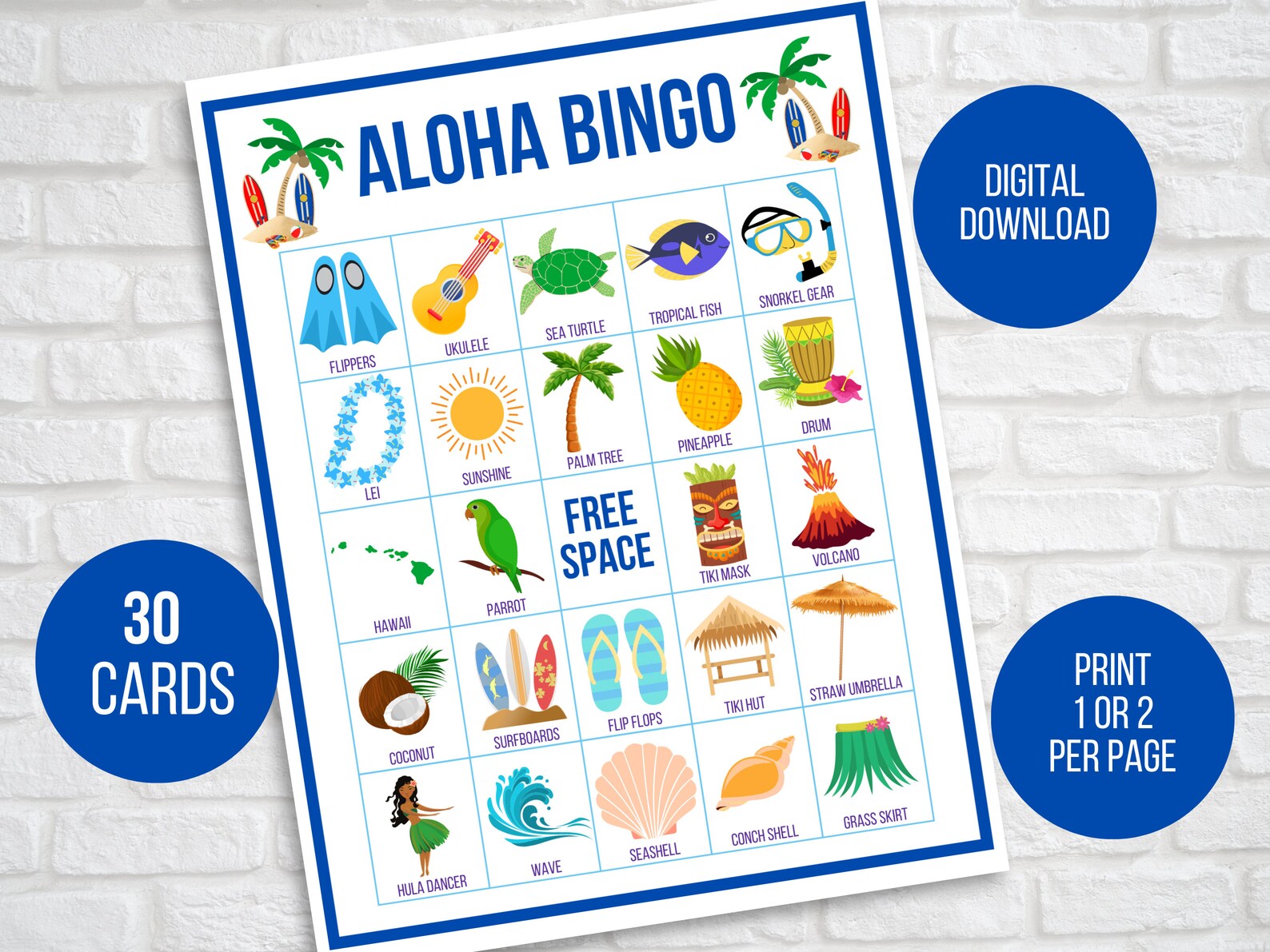 Aloha Bingo Luau Bingo Hawaiian Bingo 30 Printable Luau - Etsy