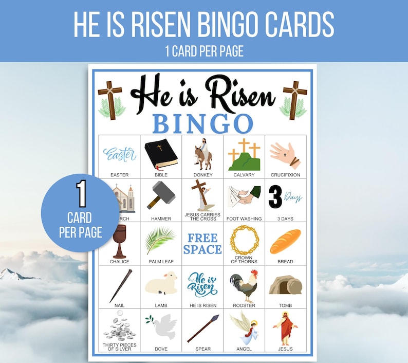 Resurrection Bingo, 50 Easter Bingo Cards, Easter Bible Bingo ...