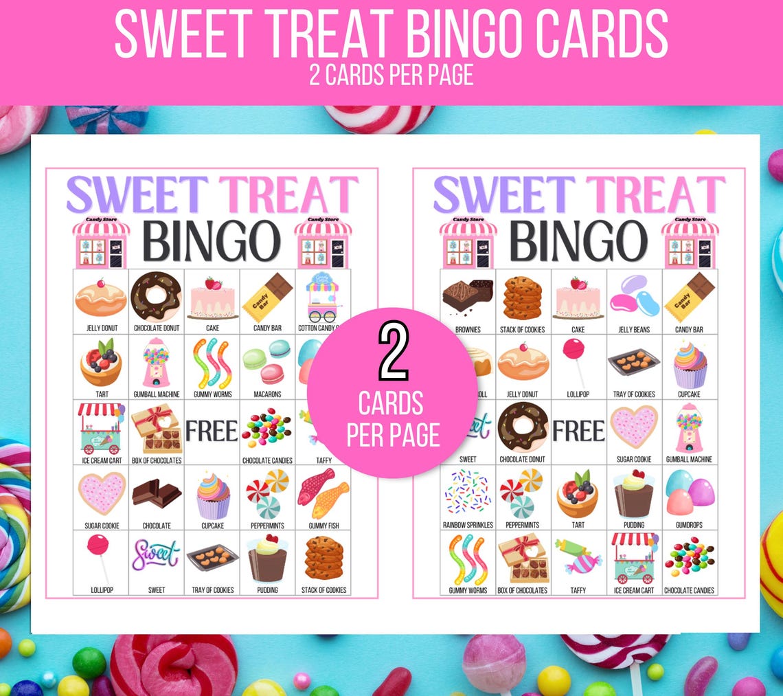 Sweet Treats Bingo, Candy Bingo, 30 Printable Candy Bingo Cards, Candy ...