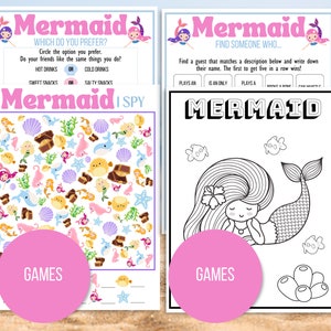 Mermaid Games Printable Bundle, Mermaid Activities, Girls Mermaid Games ...