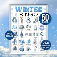 30 Printable Winter Themed Bingo Cards | Winter Party Games | Winter ...