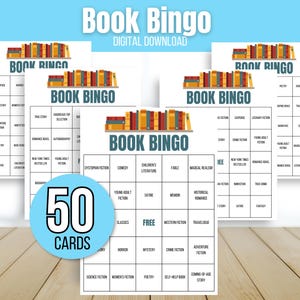 Book Bingo, 50 Book Club Bingo Cards, Book Bingo for Adults, Book ...