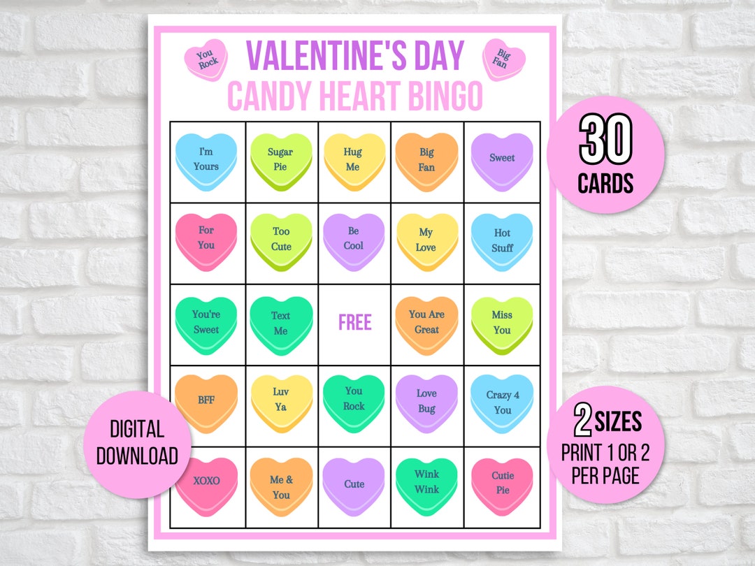 Valentine's Day Bingo, 30 Valentine's Day Bingo Cards, Valentine's Day ...