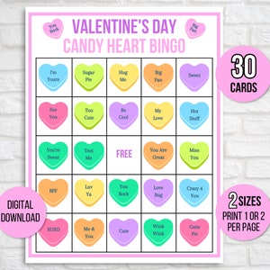 Valentine's Day Bingo, 30 Valentine's Day Bingo Cards, Valentine's Day ...