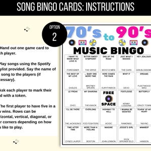 70s, 80s, 90s Music Bingo, Decades of Hits Bingo, 70s to 90s Bingo, 70s ...