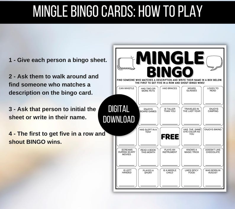 Mingle Bingo, Get to Know You Bingo, Find Someone Who Bingo, Find the ...