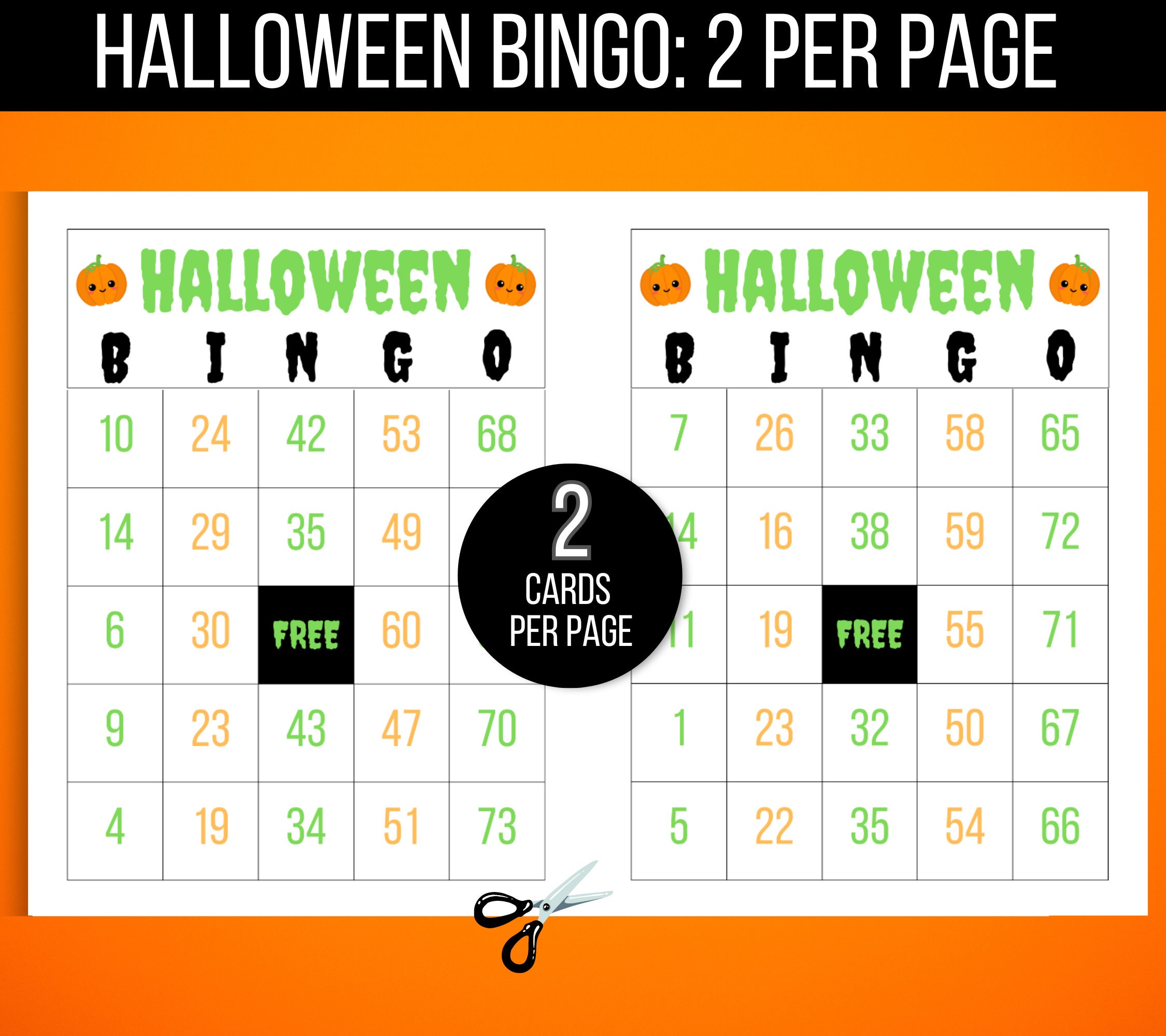 200 Halloween Bingo Cards, Halloween Number Bingo, Halloween Party Game ...