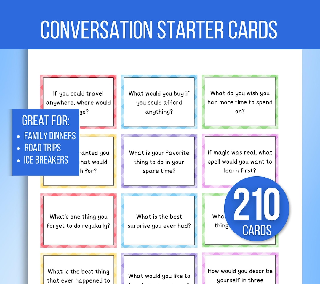 210 Conversation Cards, Conversation Starters, Road Trip Conversation ...