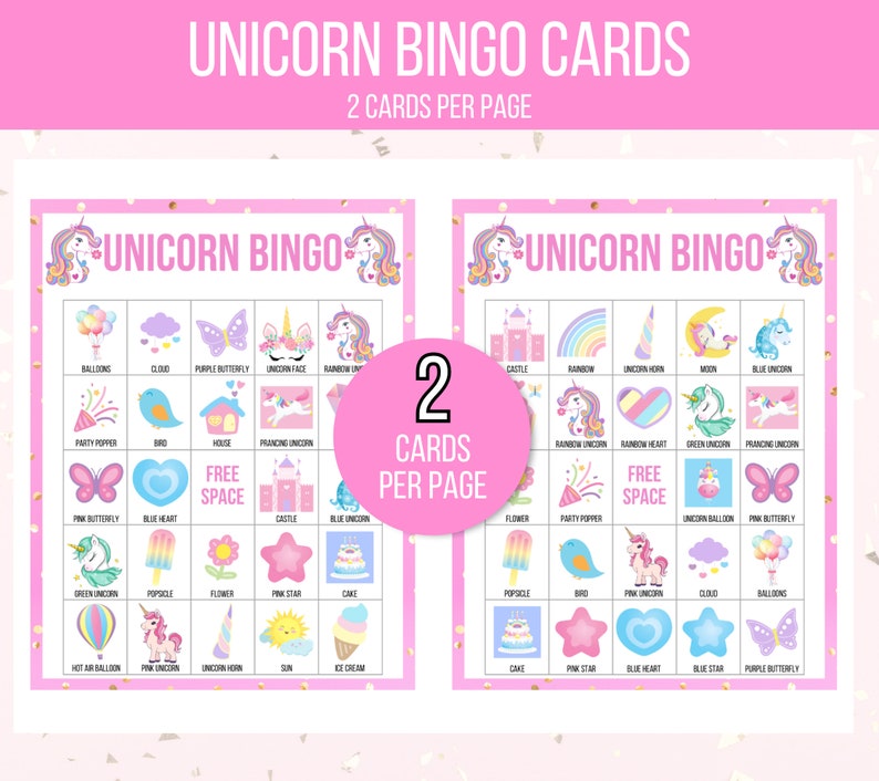 Unicorn Bingo, 30 Printable Unicorn Bingo Cards, Unicorn Birthday ...