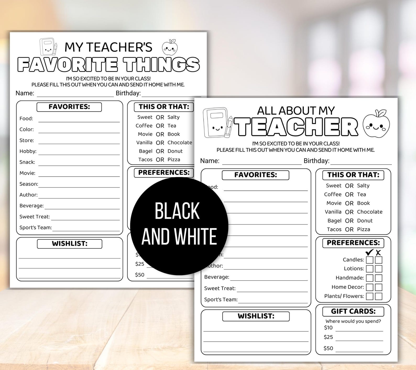 Favorite Things Survey, Favorite Things Form, My Favorite Things Survey ...