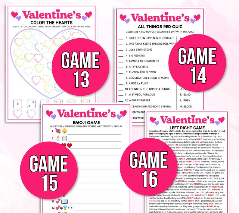 Valentine's Day Game Bundle, 45 Printable Valentines Games, Valentines ...