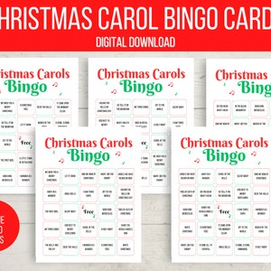 Christmas Carol Bingo, 50 Printable Christmas Carol Bingo Cards ...