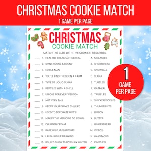 Christmas Cookie Match Game, Christmas Games, Printable Christmas Games ...