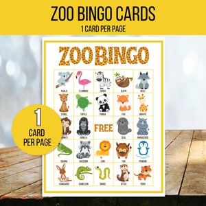 Zoo Bingo, 30 Printable Zoo Bingo Cards, Animal Bingo, Zoo Party Game ...