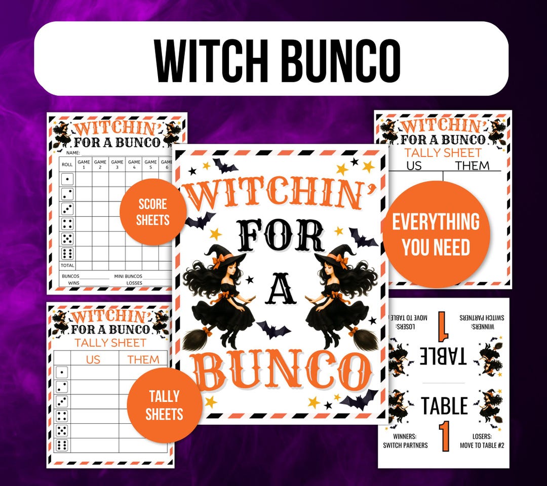 Halloween Bunco Score Sheet, Halloween Bunco Tally Sheets, Halloween ...