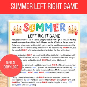Summer Left Right Game, Summer Left Right Poem, Summer Pass the Prize ...