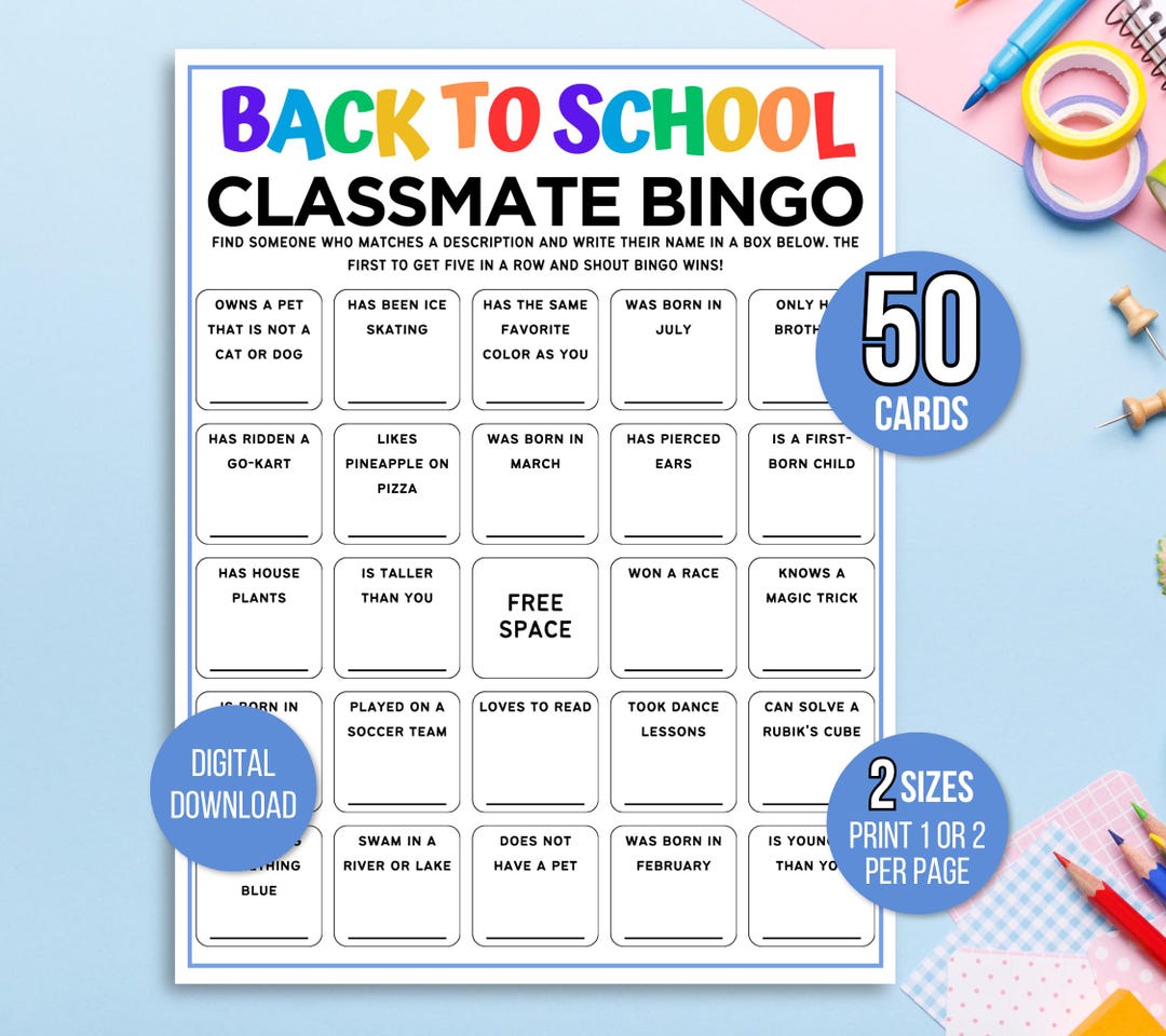 Back to School Bingo, Back to School Games, Classmate Bingo, Get to ...