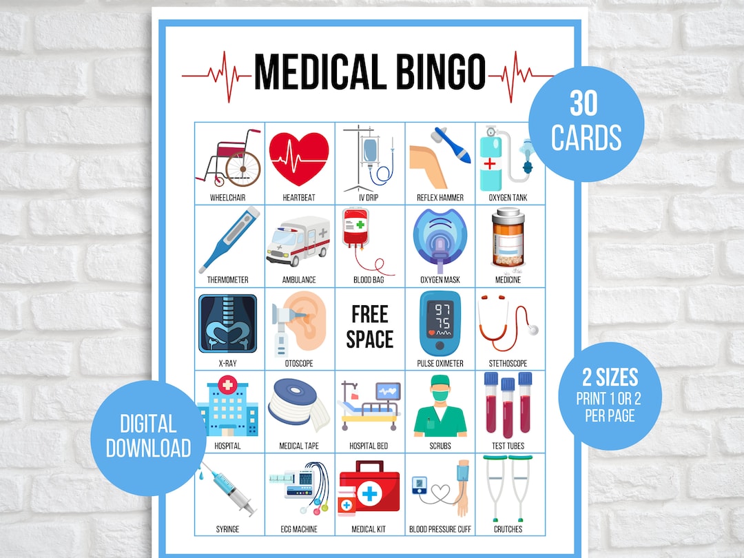 Medical Bingo, 30 Printable Medical Bingo Cards, Doctor Bingo, Nurse ...