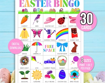 Easter Bingo, Printable Easter Games, Spring Bingo Cards, Kids Easter ...