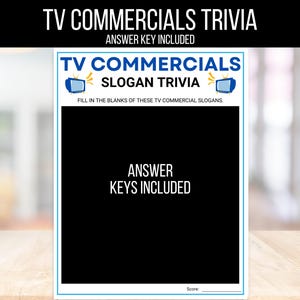 TV Commercial Trivia Game, TV Slogans Trivia Game, TV Commercial Match ...