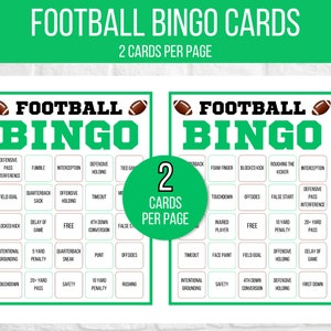 Football Bingo, 50 Unique Printable Football Bingo Cards, Football Game ...
