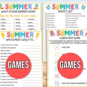 Summer Games Bundle, Summer Activities, Summer Party Games, Summer Game ...