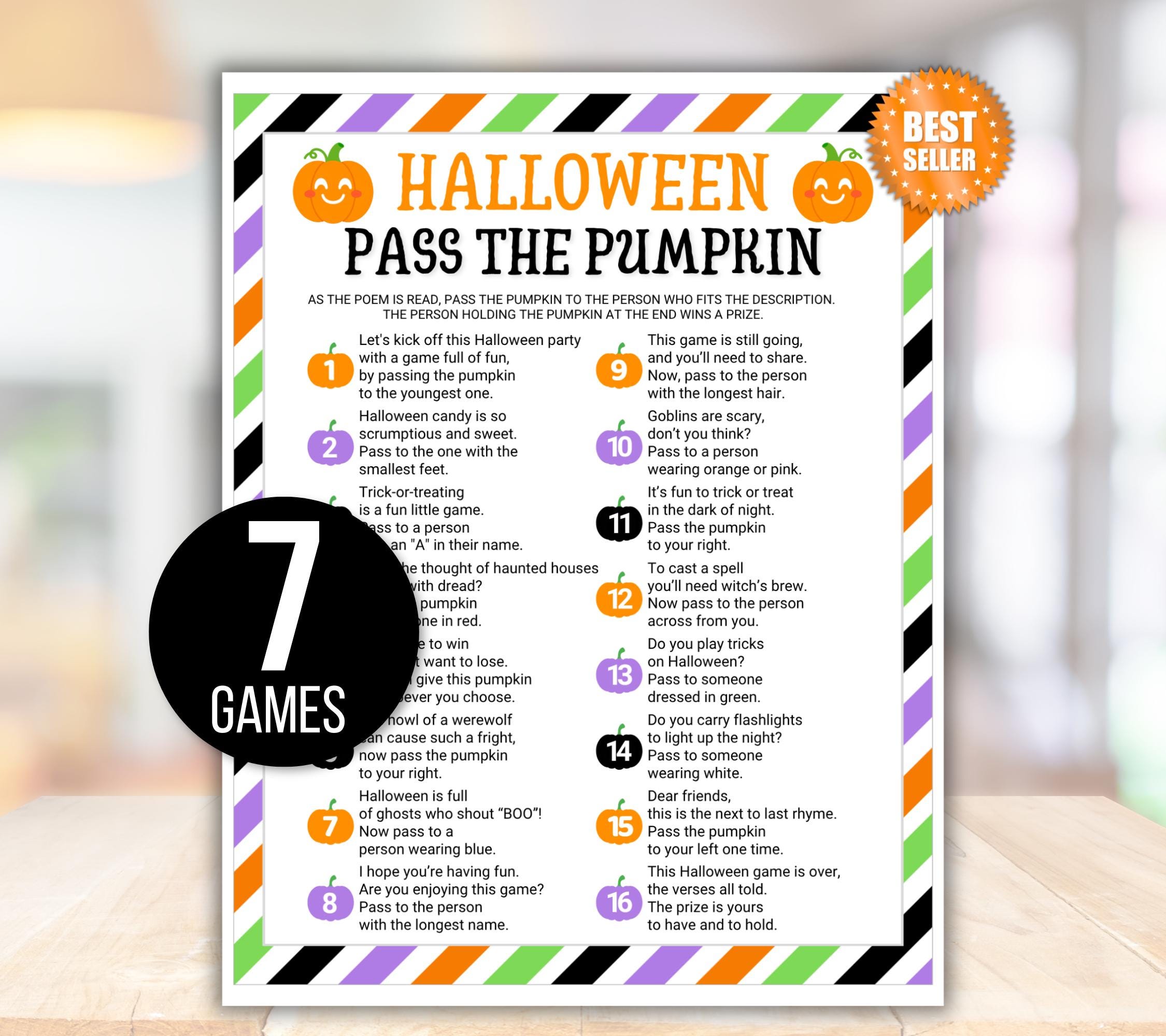 Pass the Pumpkin Games, Halloween Pass the Prize Games, Halloween Left ...