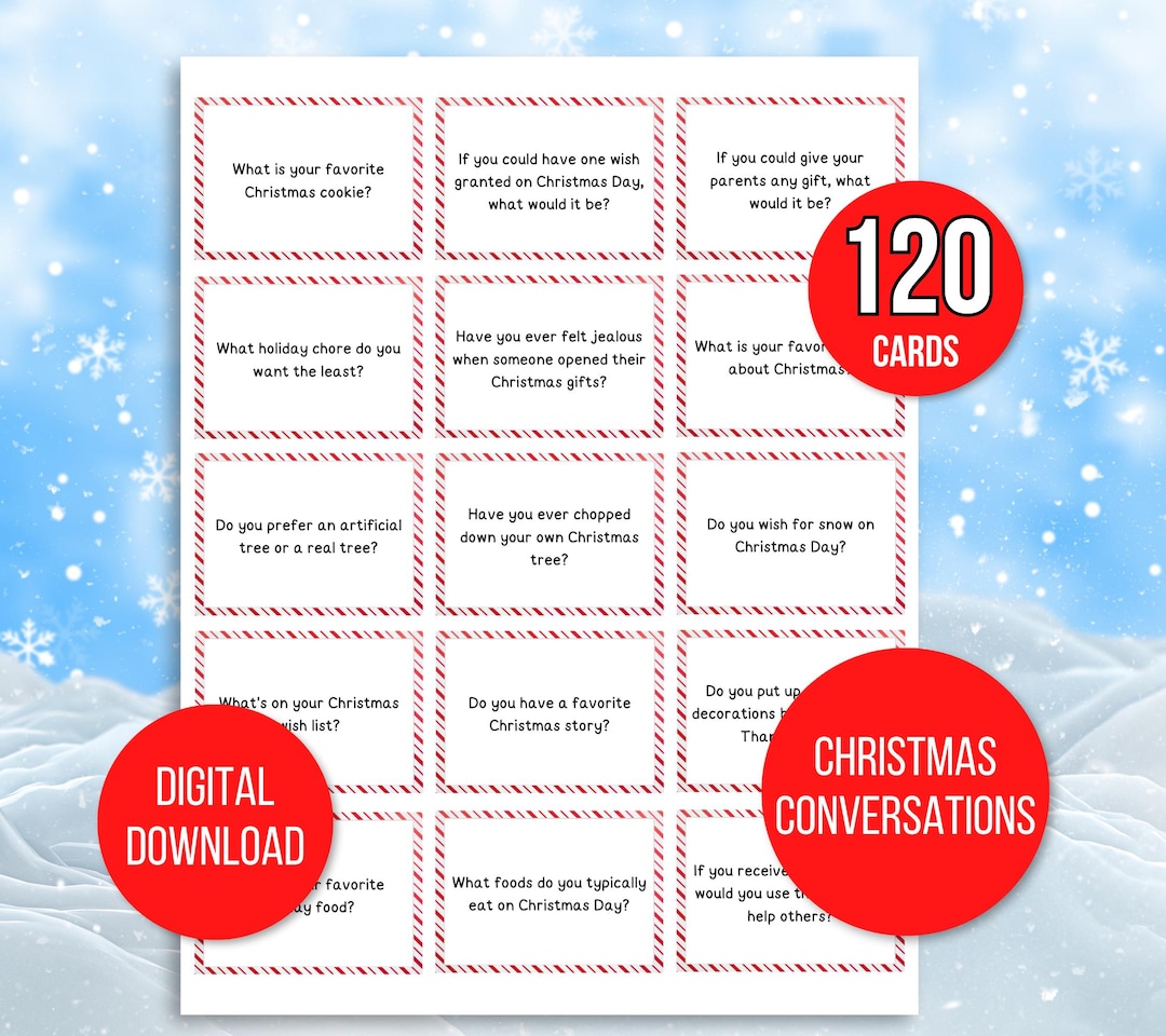 120 Christmas Conversation Cards, Christmas Icebreaker Questions ...