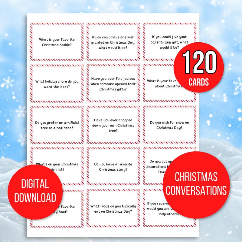 Conversation Table Cards - Etsy UK