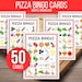 Pizza Bingo, Pizza Party Bingo, 50 Printable Pizza Bingo Cards, Pizza ...