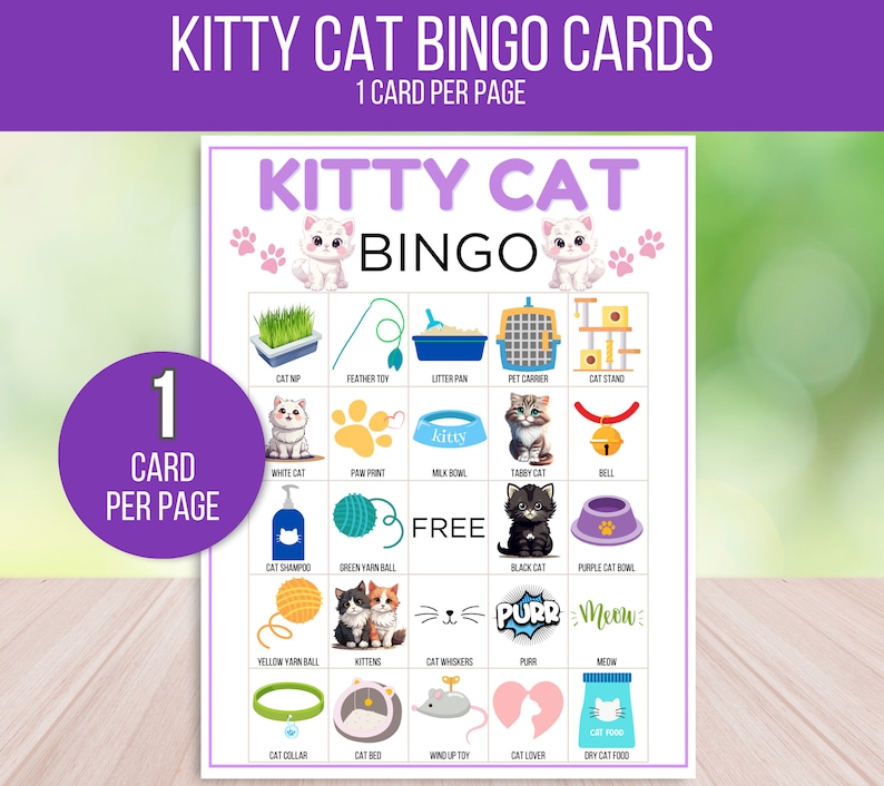 Cat Bingo, 30 Printable Kitty Cat Bingo Cards, Cat Birthday Party Game ...