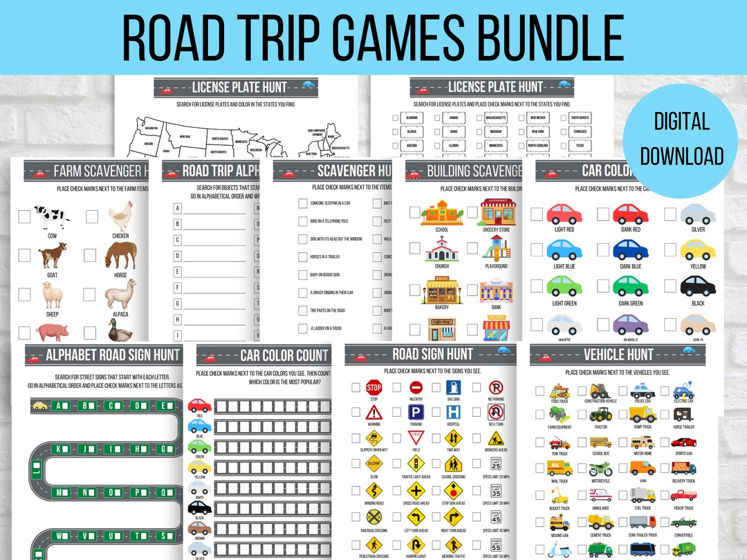 Kids Road Trip Games Printable Travel Activities Road Trip - Etsy
