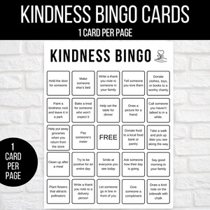 Kindness Bingo, 3 Kindness Bingo Cards, Acts of Kindness Bingo, Kid's ...