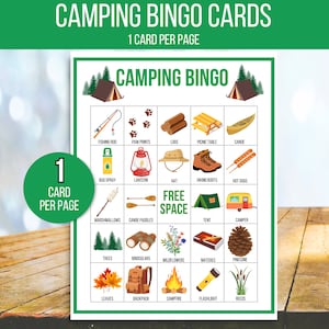 Camping Bingo, 30 Printable Camping Bingo Cards, Camping Game, Camping ...