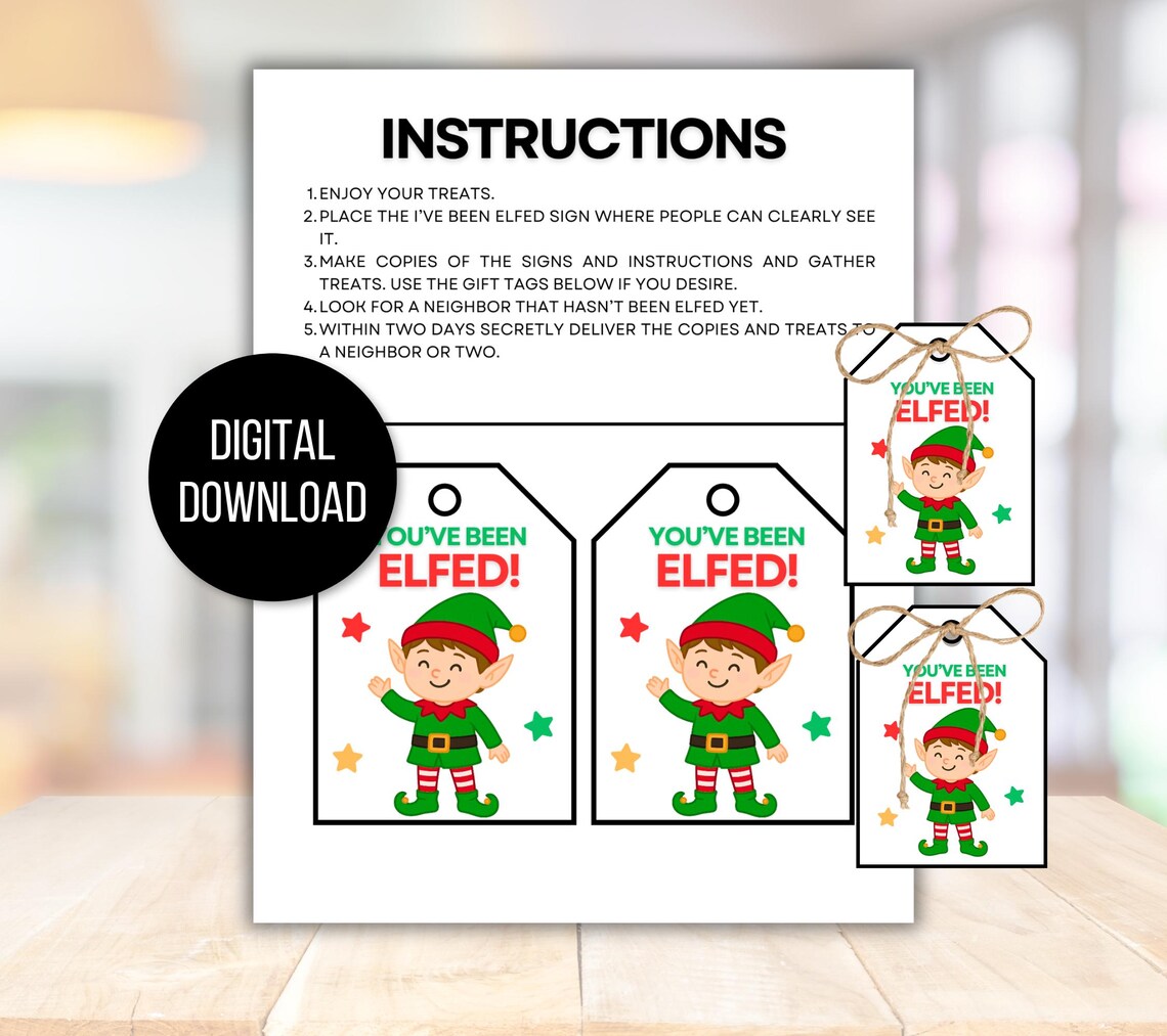 You've Been Elfed Printable Christmas Kit, I've Been Elfed Coworker ...