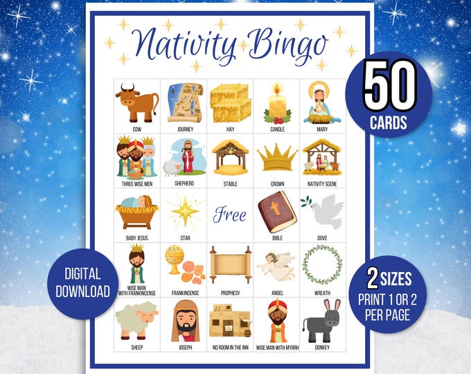 Nativity Bingo Game Printable Nativity Bible Bingo Christmas Nativity ...