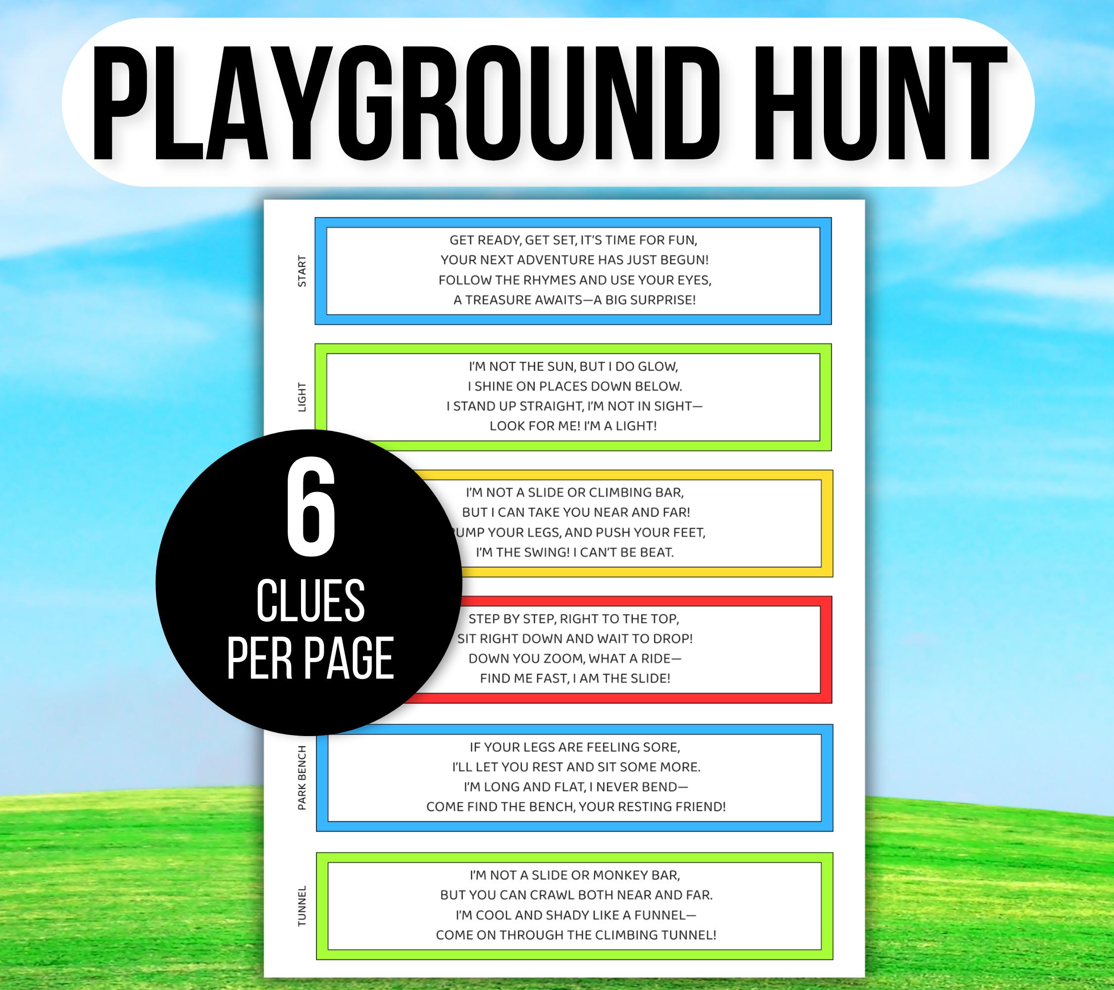 Playground Treasure Hunt, Park Treasure Hunt, Playground Scavenger Hunt ...