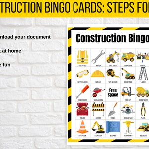 Construction Bingo, 30 Printable Construction Bingo Cards, Construction ...