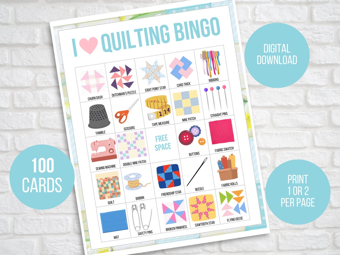 Quilt Bingo 100 Printable Quilt Bingo Cards Quilting Bingo - Etsy