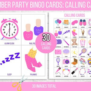 Slumber Party Bingo, Pajama Party Bingo, Sleepover Bingo, 30 Slumber ...