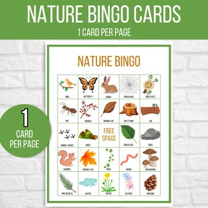 Nature Bingo, 30 Printable Nature Bingo Cards, Nature Party Game ...