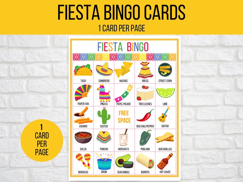 Fiesta Bingo 30 Printable Fiesta Bingo Cards Fiesta Activity - Etsy